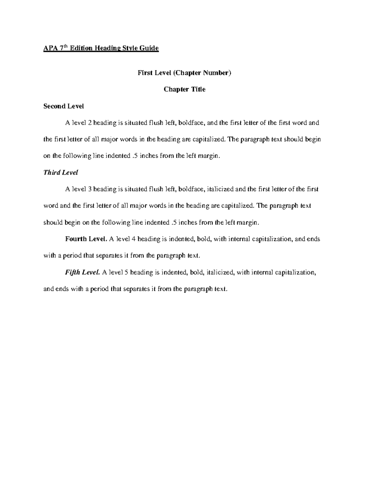 APA 7th Edition Heading Style Guide: Levels 1-5 Explained - Studocu