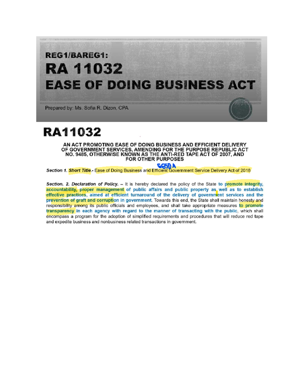 Ease of doing business - .......... - RA 11032 EASE OF DOING BUSINESS ...