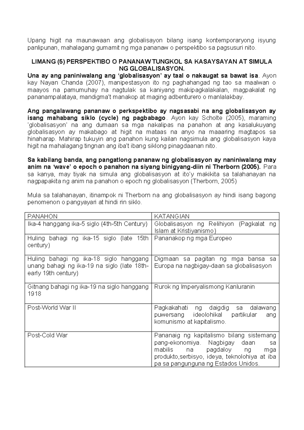 Limang (5) Perspektibo O Pananaw Tungkol SA Kasaysayan AT Simula NG ...