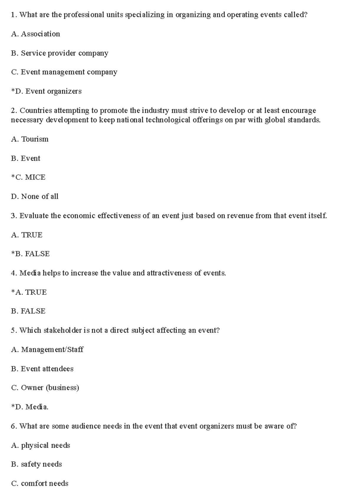 Bài ôn - Event Management Concepts and Stakeholders (Course Code: jjjj ...