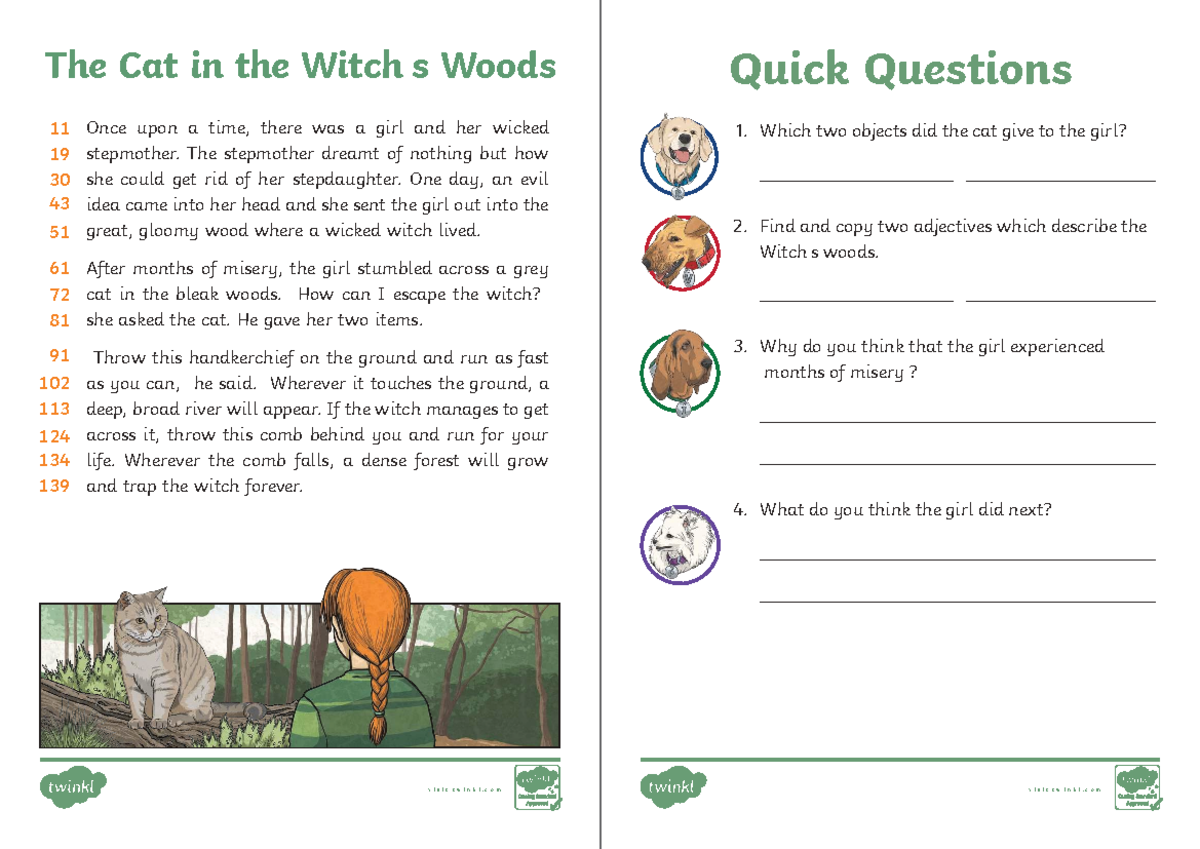 The Cat in the Witch's Woods: Quick Questions & Answers - Studocu