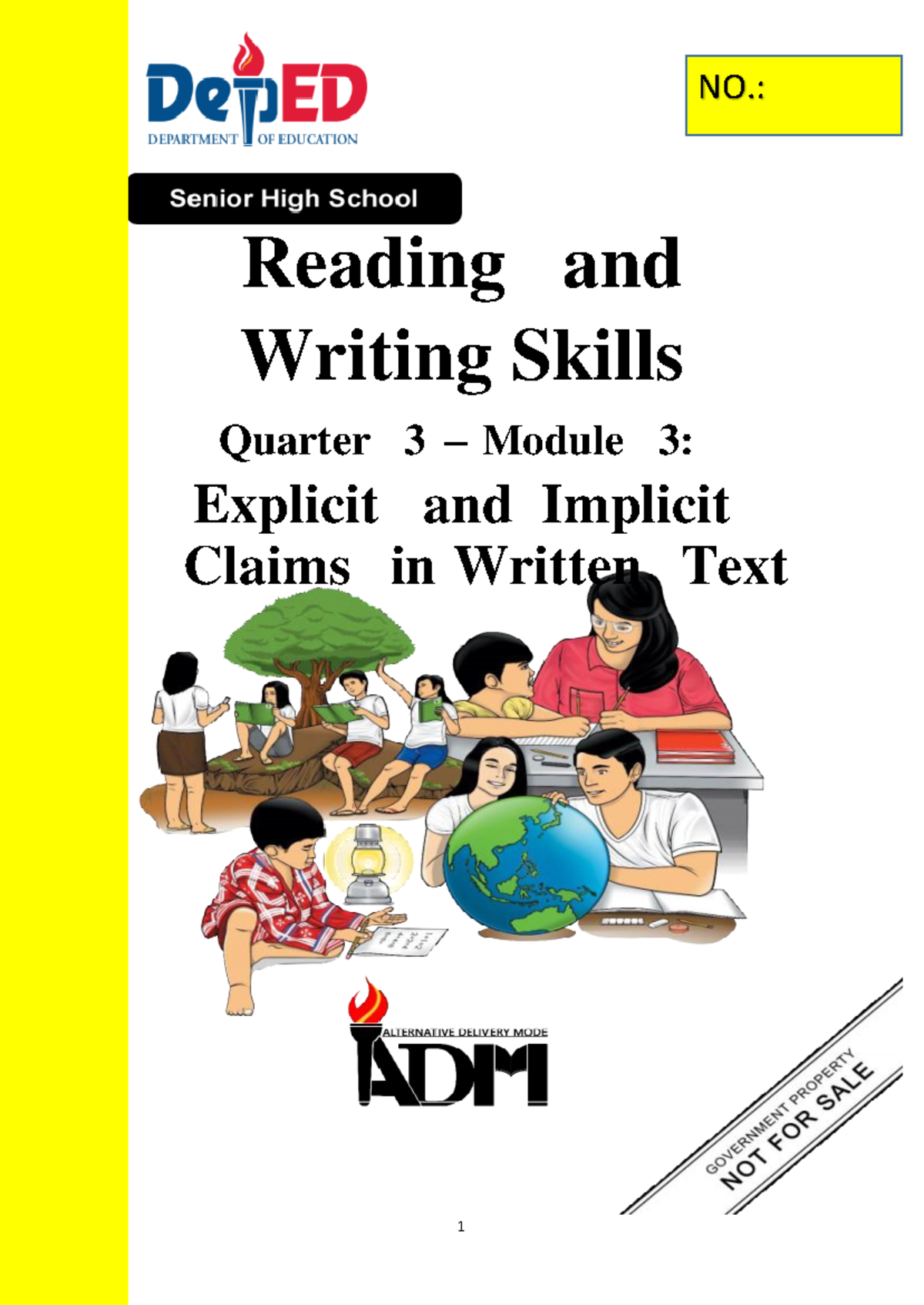 Reading & Writing Skills: Q3 Module 3 - Claims in Texts (Lesson 1) - Studocu