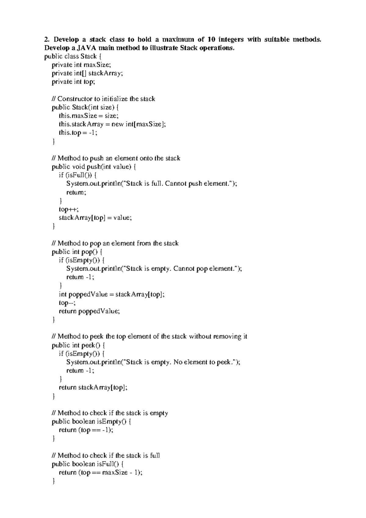 Java Lab Manual: Stack & Employee Class Implementations - Studocu