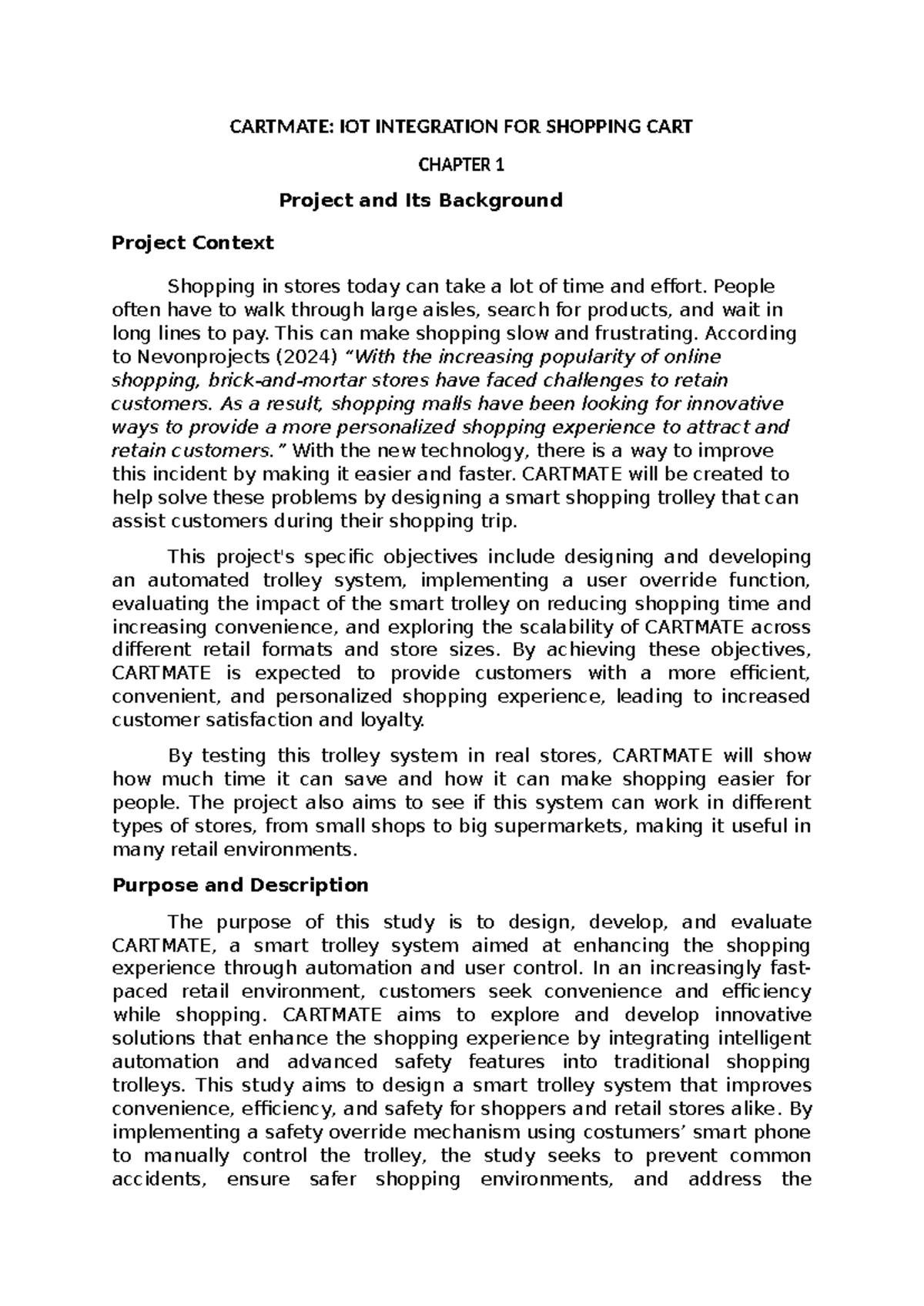 CARTMATE: IoT-Enabled Smart Trolley Design & Evaluation Study - Studocu