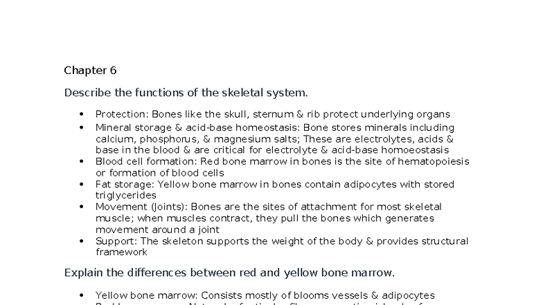 Chapter 6: Functions of the Skeletal System and Bone Remodeling - Studocu