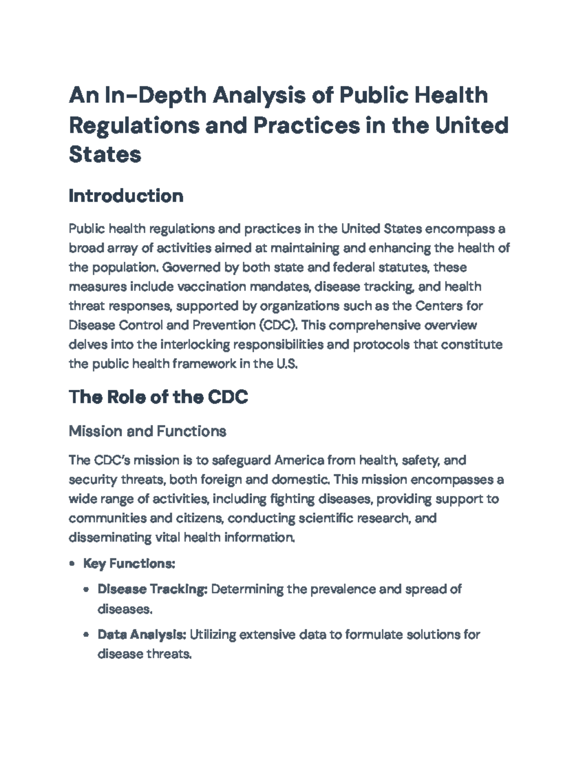 Public Health Regulations & Practices in the U.S.: A Detailed Analysis ...