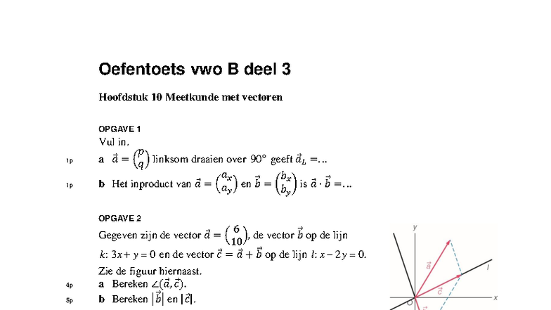 Oefentoets H10 Wiskunde VWO 5: Meetkunde en Vectoren Opgaven - Studeersnel