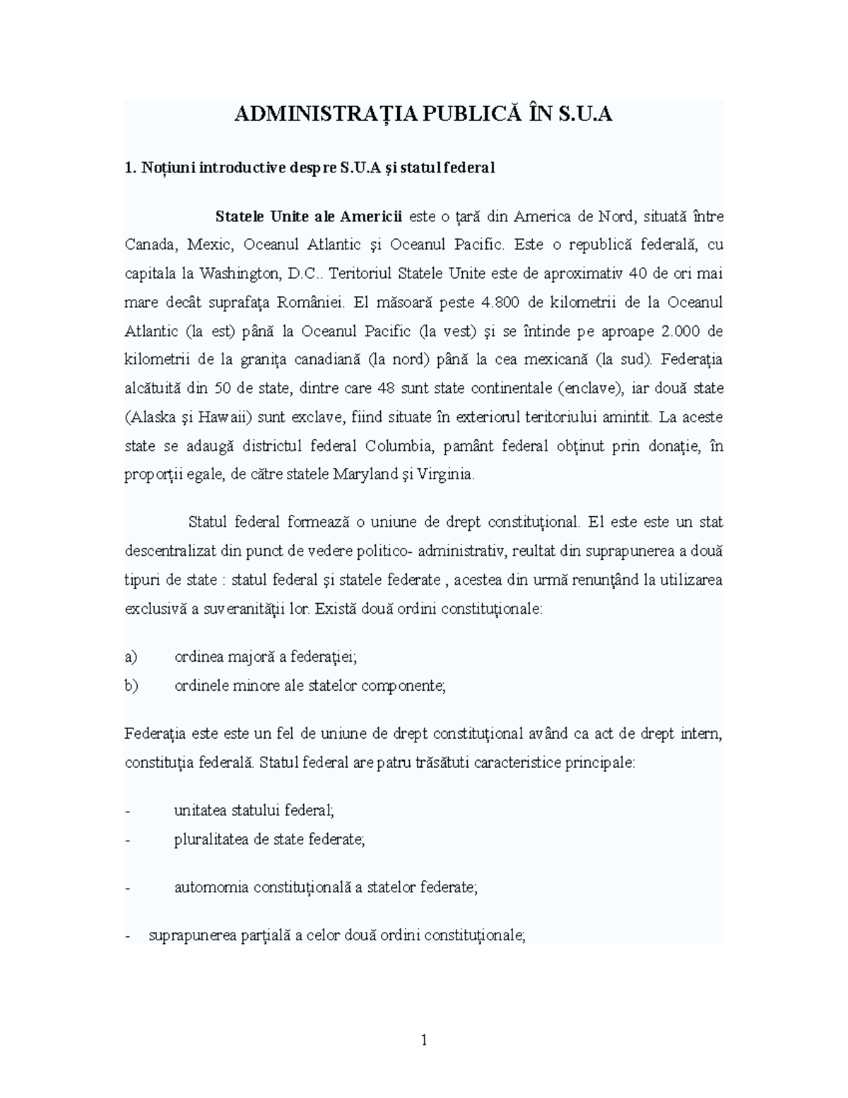 Administratia Publica in SUA: Structuri si Funcții Federală și Locală ...