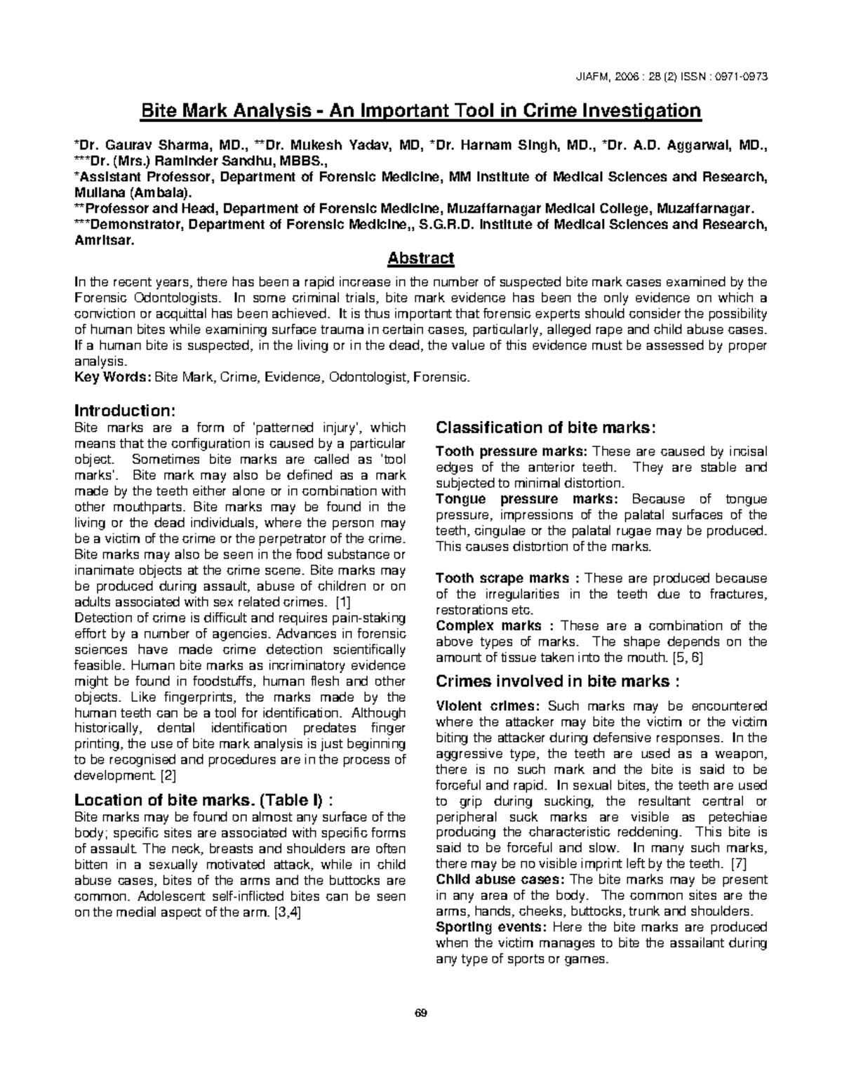 Bite Marks: Forensic Analysis & Crime Investigation Insights - Studocu