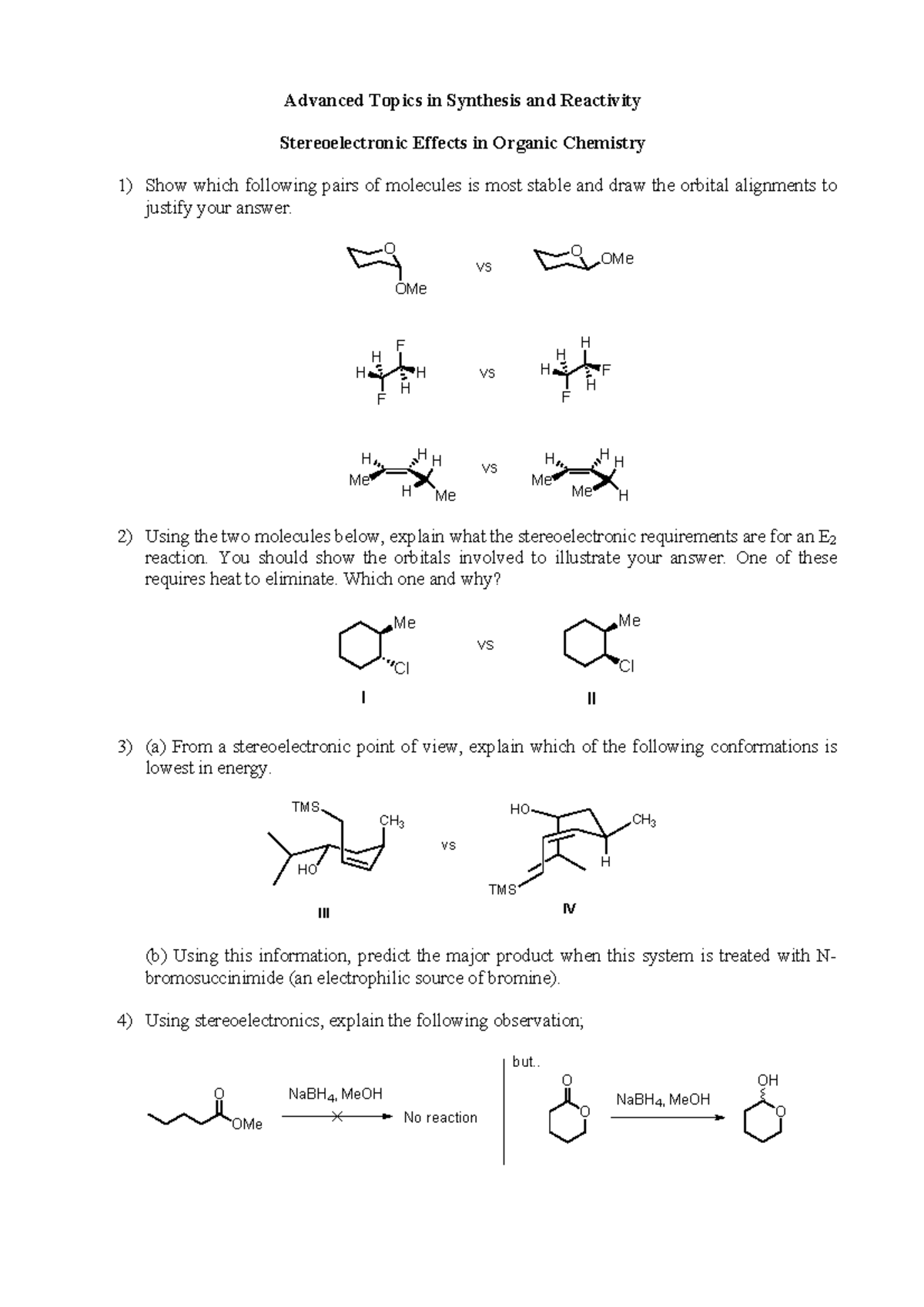 Tutorial 1 Advanced Topics In Synthesis And Reactivity Tutorial 1 Answers 1 Advanced