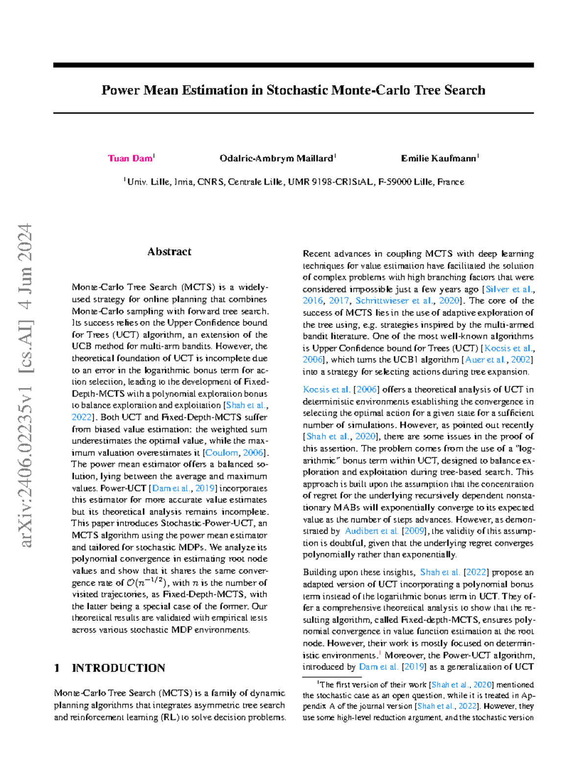 Power Mean Estimation in Stochastic MCTS (Final Exam) - Studocu