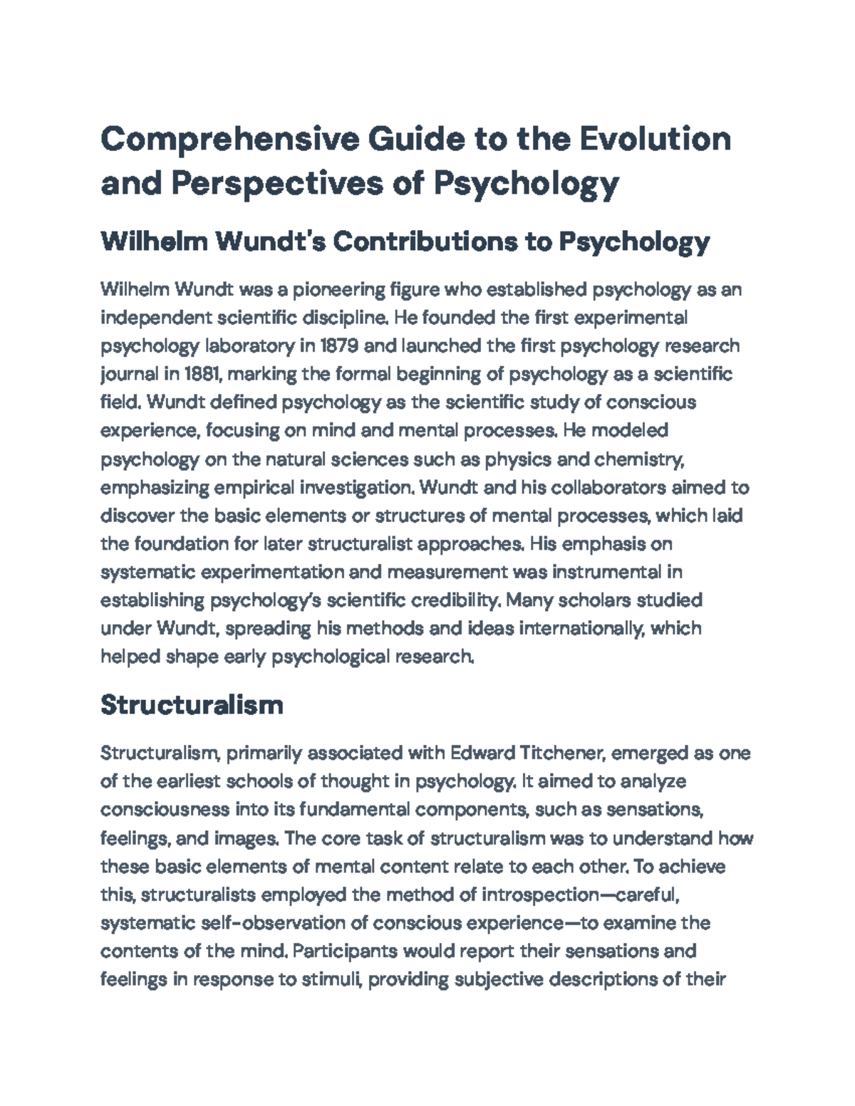 Comprehensive Overview of Psychology: Evolution & Perspectives (PSY 101 ...