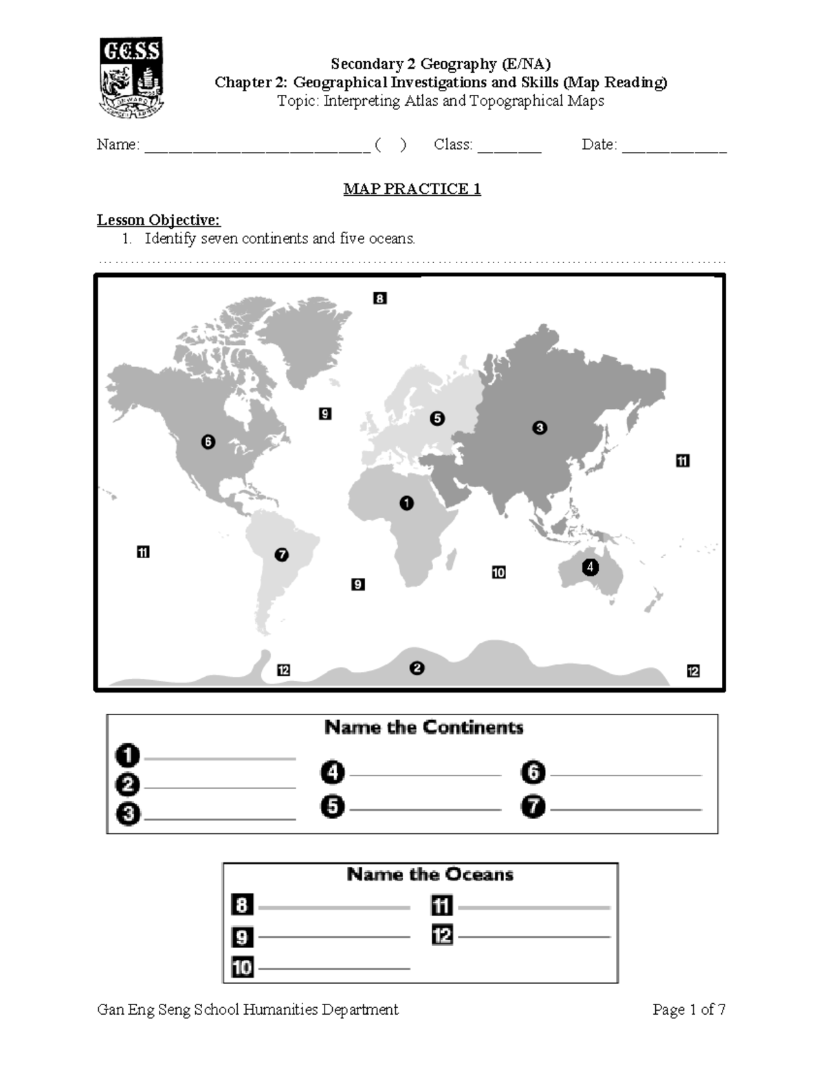 Secondary 2 Geography Chapter 2: Map Reading Skills Practice - Studocu