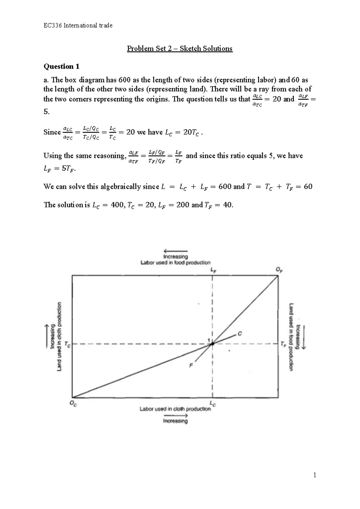 EC336 International Trade Problem Set 2 Solutions and Sketches - Studocu