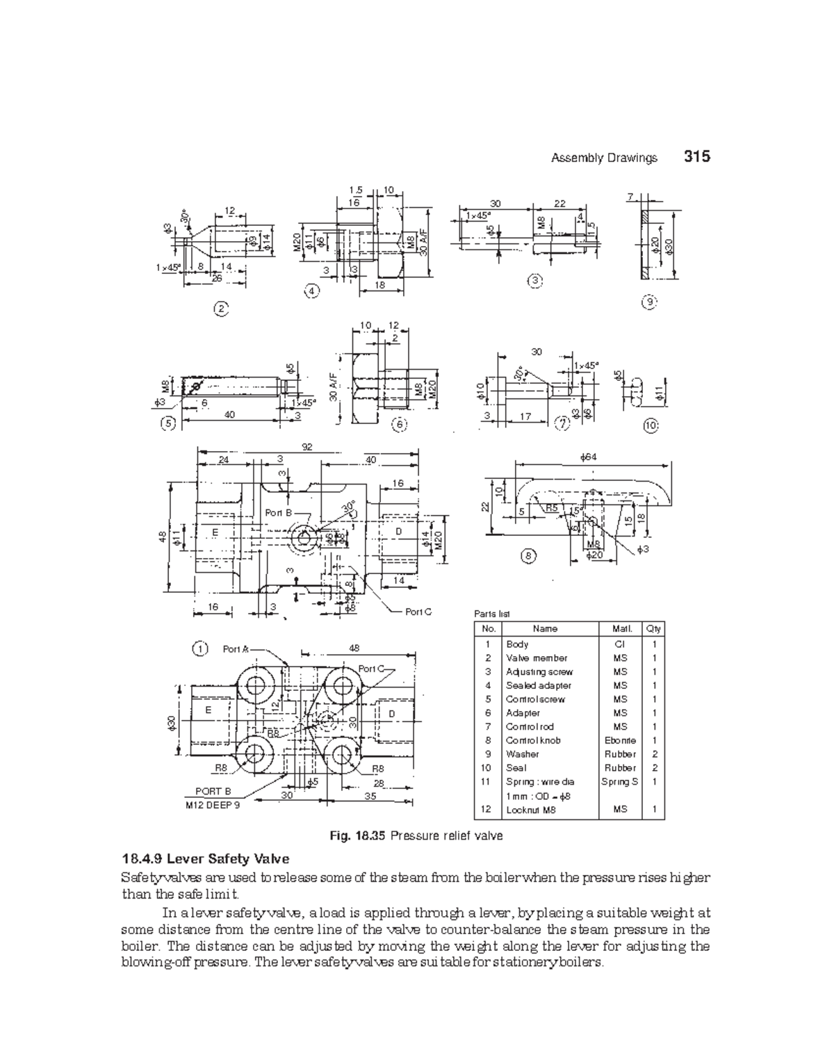 Lever Safety Valve Assembly Drawing