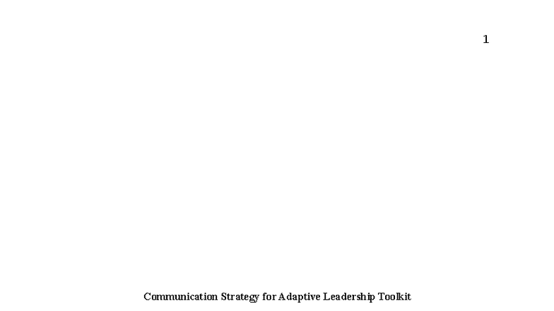 Communication Strategy for Adaptive Leadership Toolkit - MBA 530 - Studocu