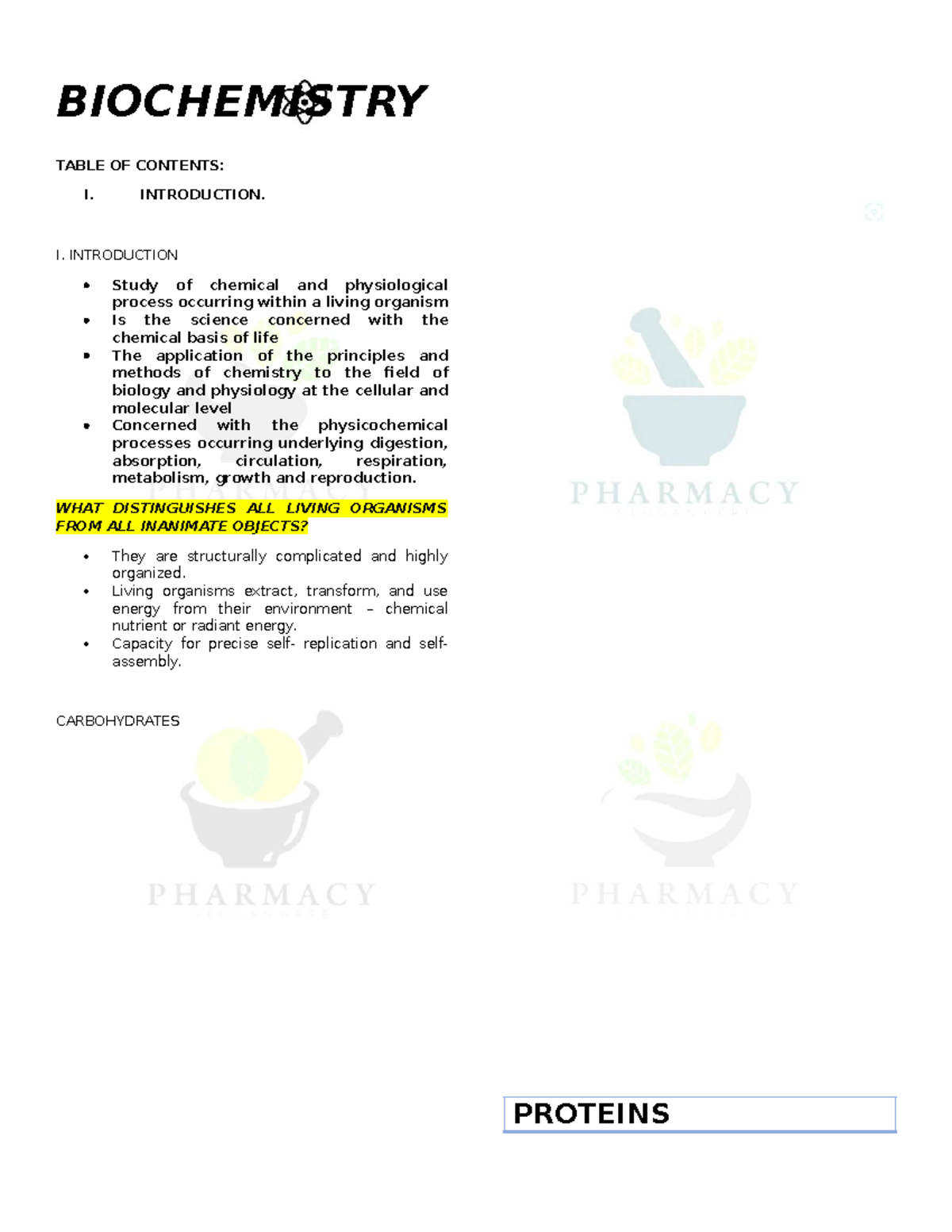 Biochemistry (BIO 101) - Comprehensive Study Notes - Studocu
