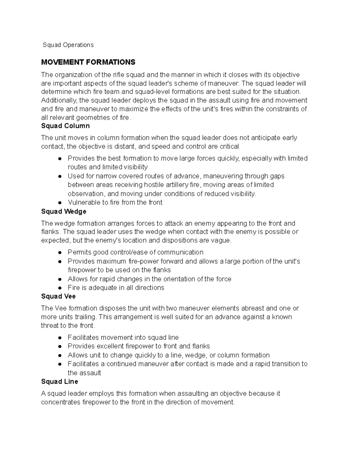 Squad Operation's Sgt's Course - Offensive Fundamentals Types of ...