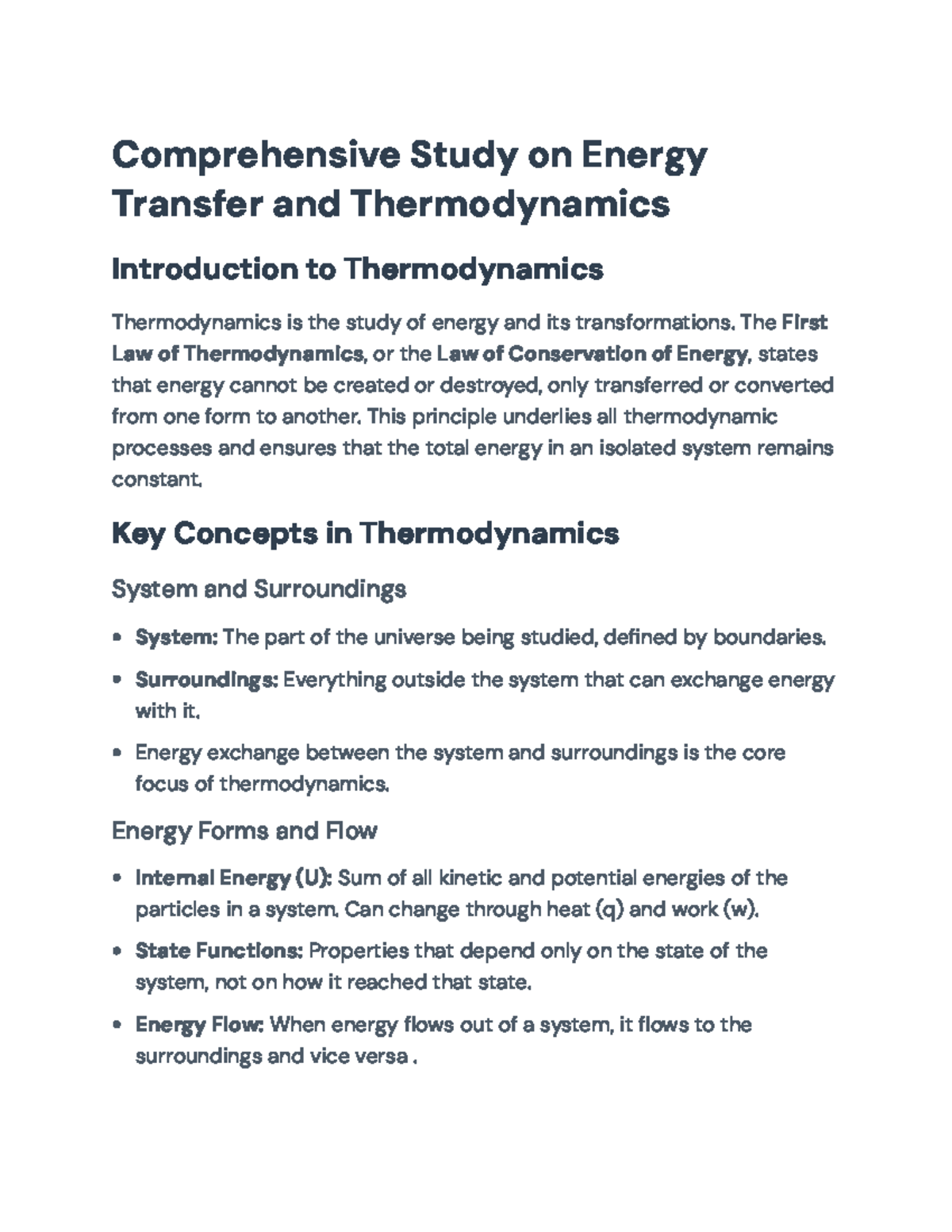 Comprehensive Study on Energy Transfer and Thermodynamics (ENG101 ...