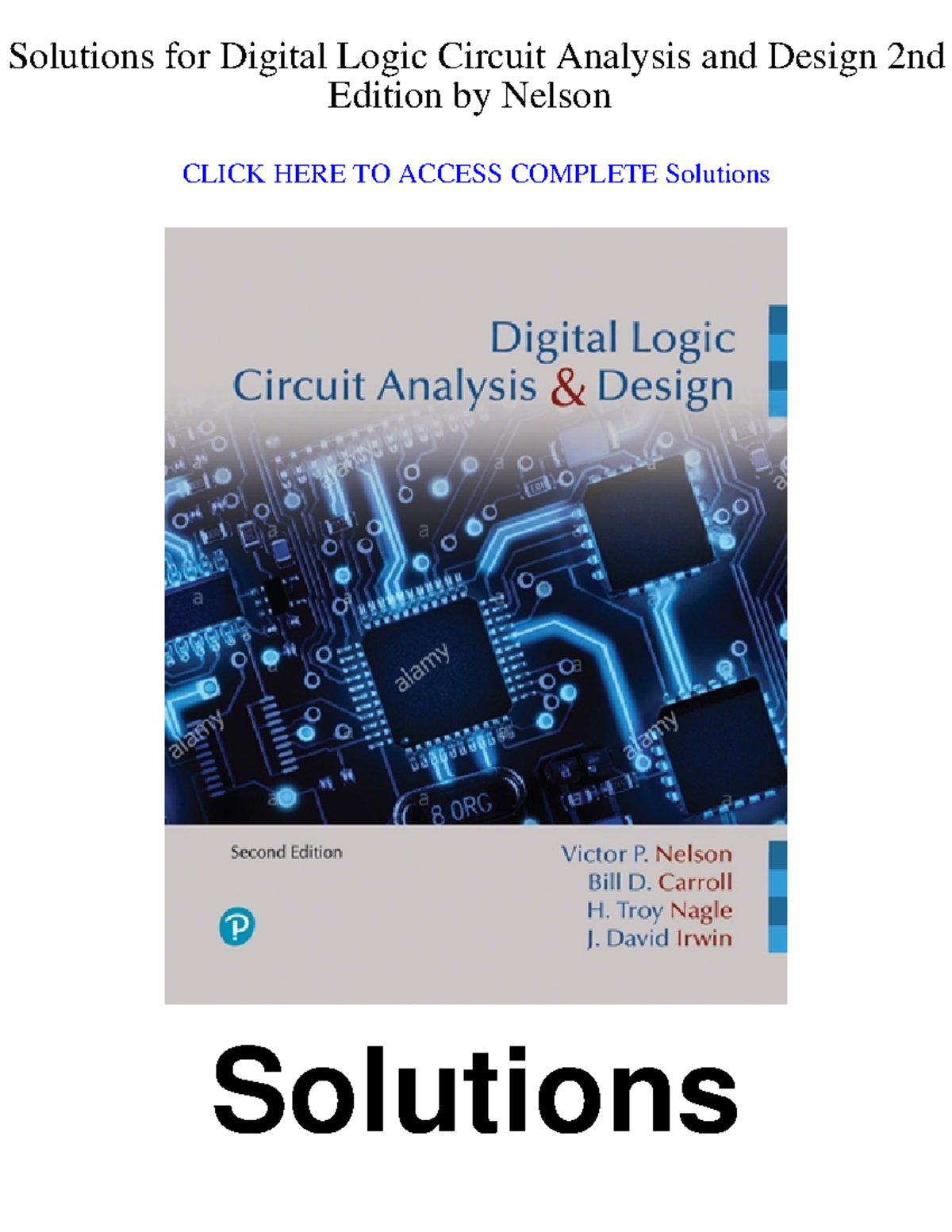 Digital Logic Circuit Analysis and Design 2E - Detailed Solutions - Studocu