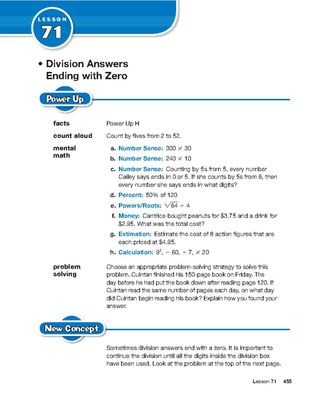 Saxon Math Intermediate 4: Lesson 71 Division Concepts and Practice ...