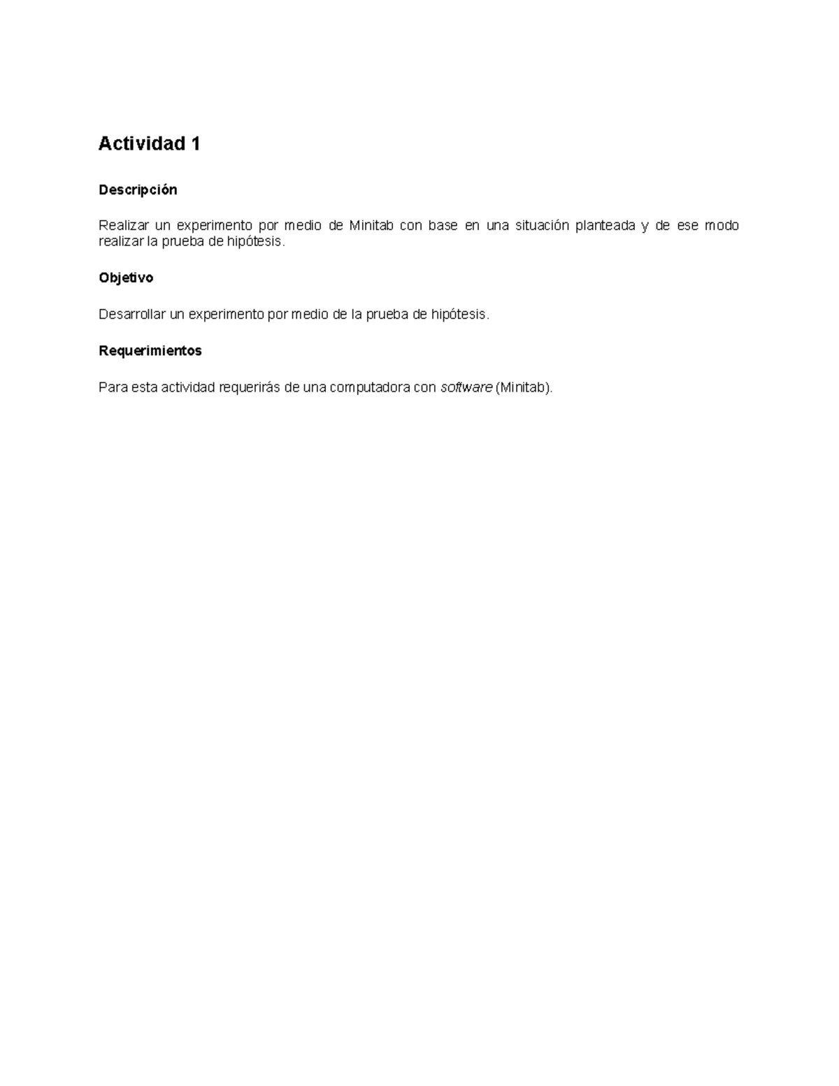 Actividad 1: Diseño de Experimentos y Prueba de Hipótesis con Minitab ...