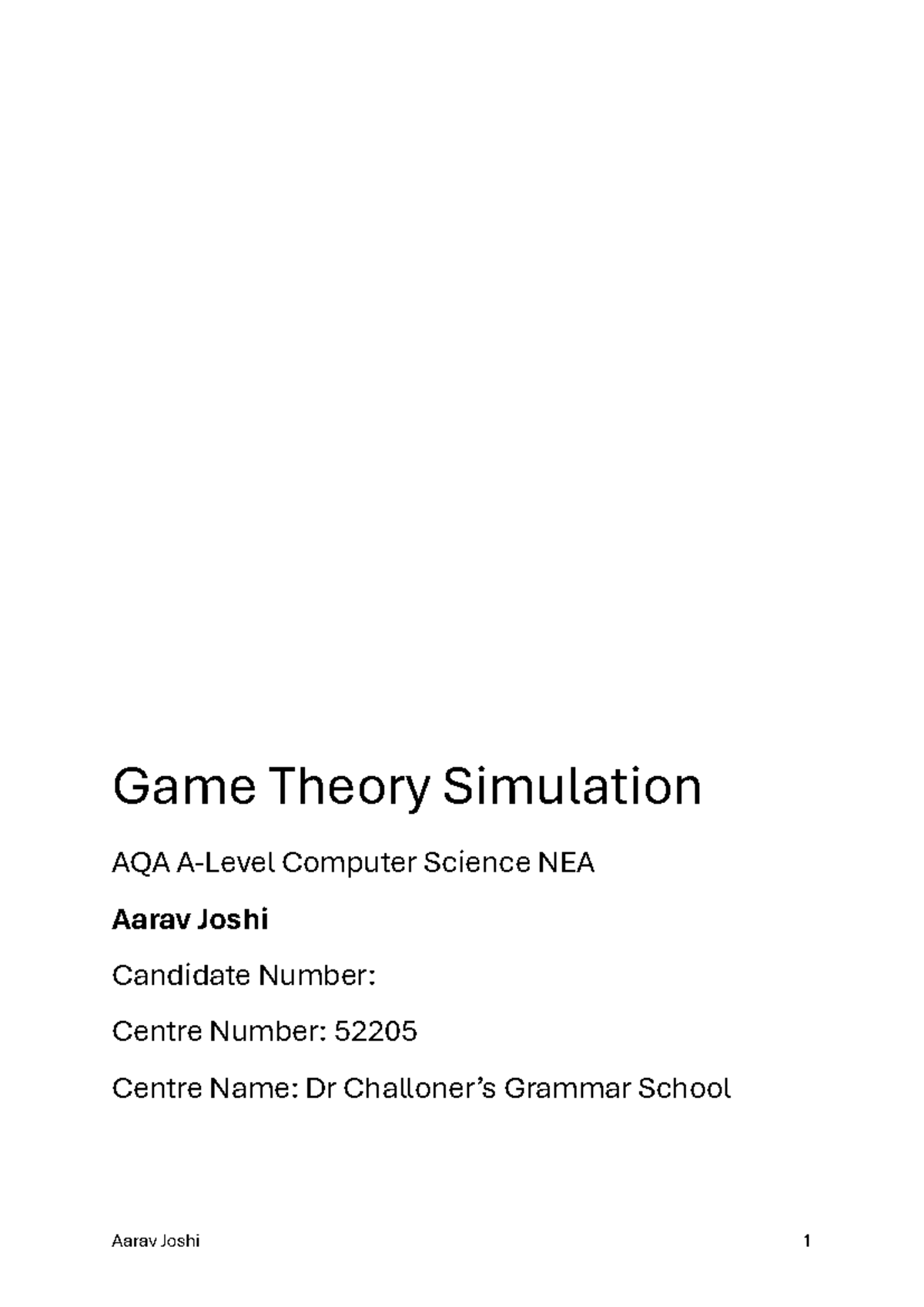 Game Theory Simulation: AQA Computer Science NEA Insights by Aarav ...
