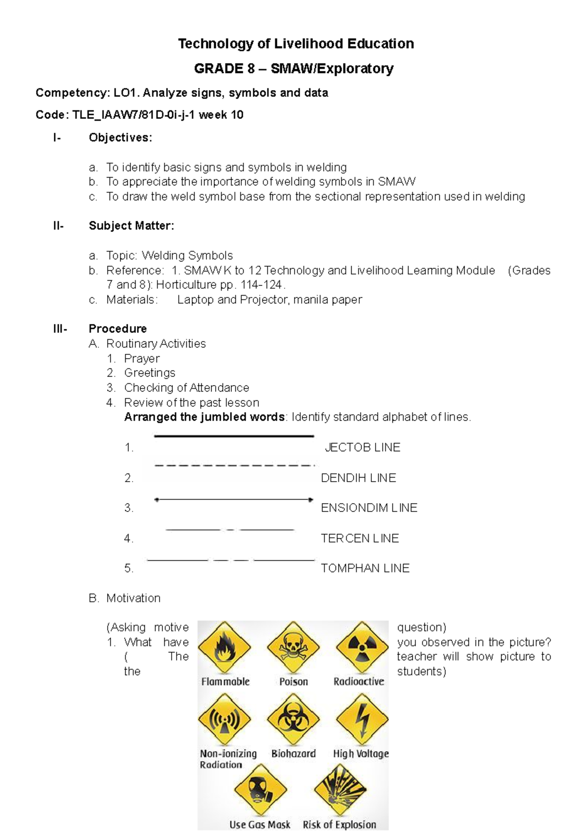 COT 2 TLE 8 Lesson on SMAW Welding Symbols and Their Importance - Studocu