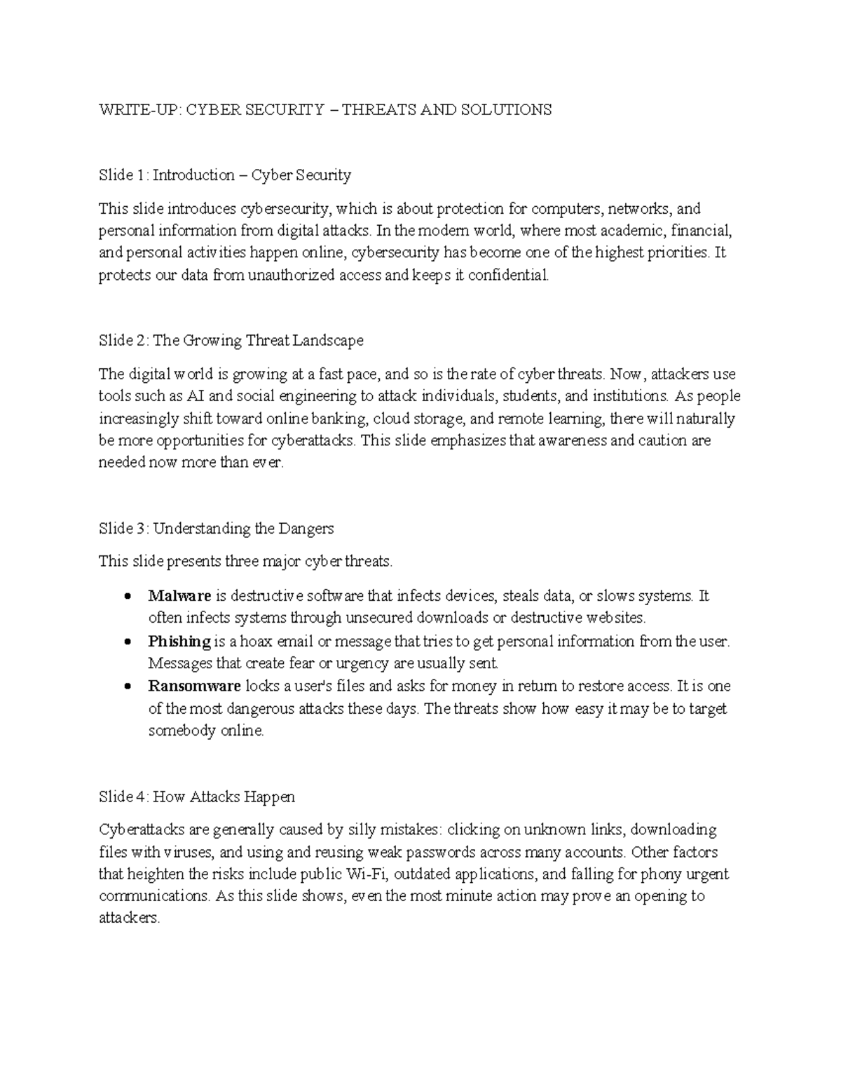 CYBER SECURITY THREATS & SOLUTIONS: An Overview for Students - Studocu