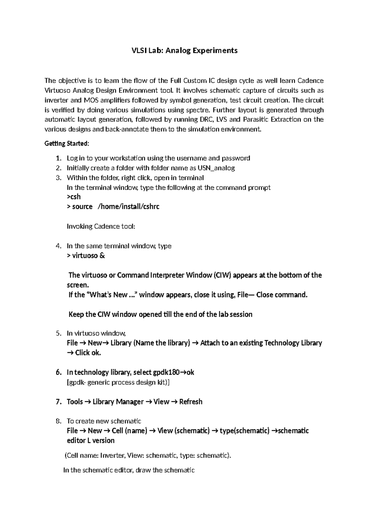 VLSI Lab: Steps for Analog Experiments in Cadence - Studocu