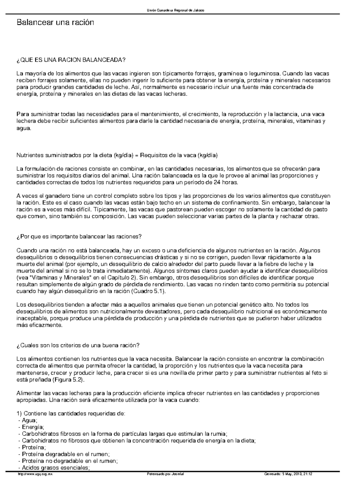Balancear la racion - Si para una buena aplicación - Balancear una ...