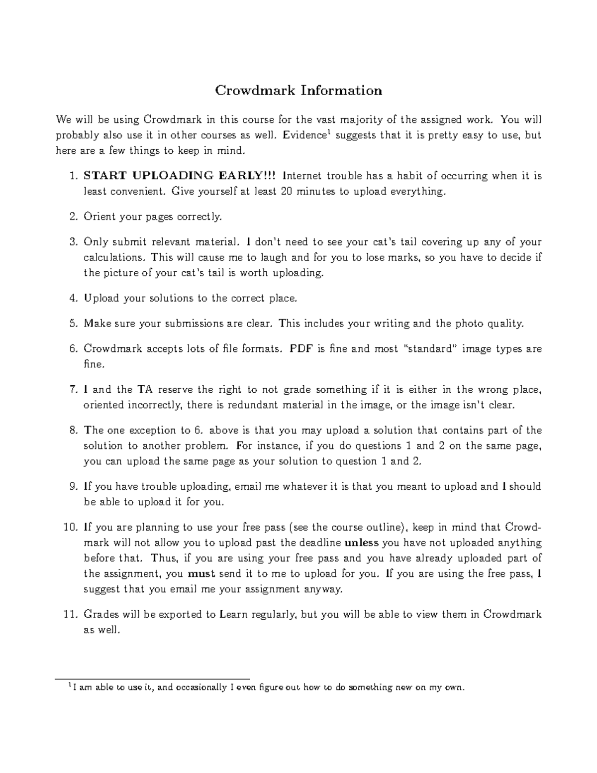 Crowdmark Guidelines for Submissions in Course XXXXXX - Studocu