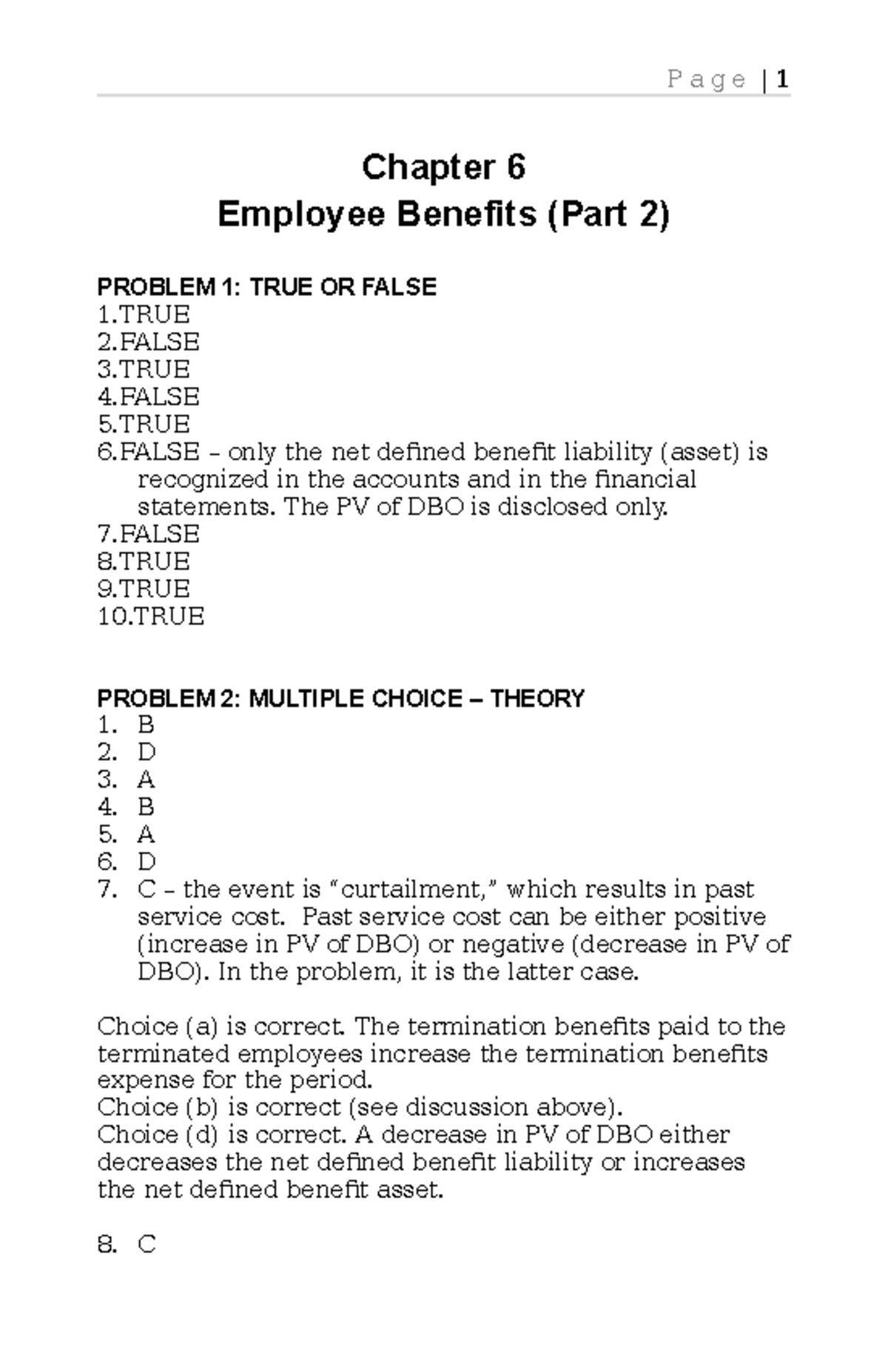 SOL. MAN. Chapter 6 Employee Benefits (PART 2) 2021 - Chapter 6 ...