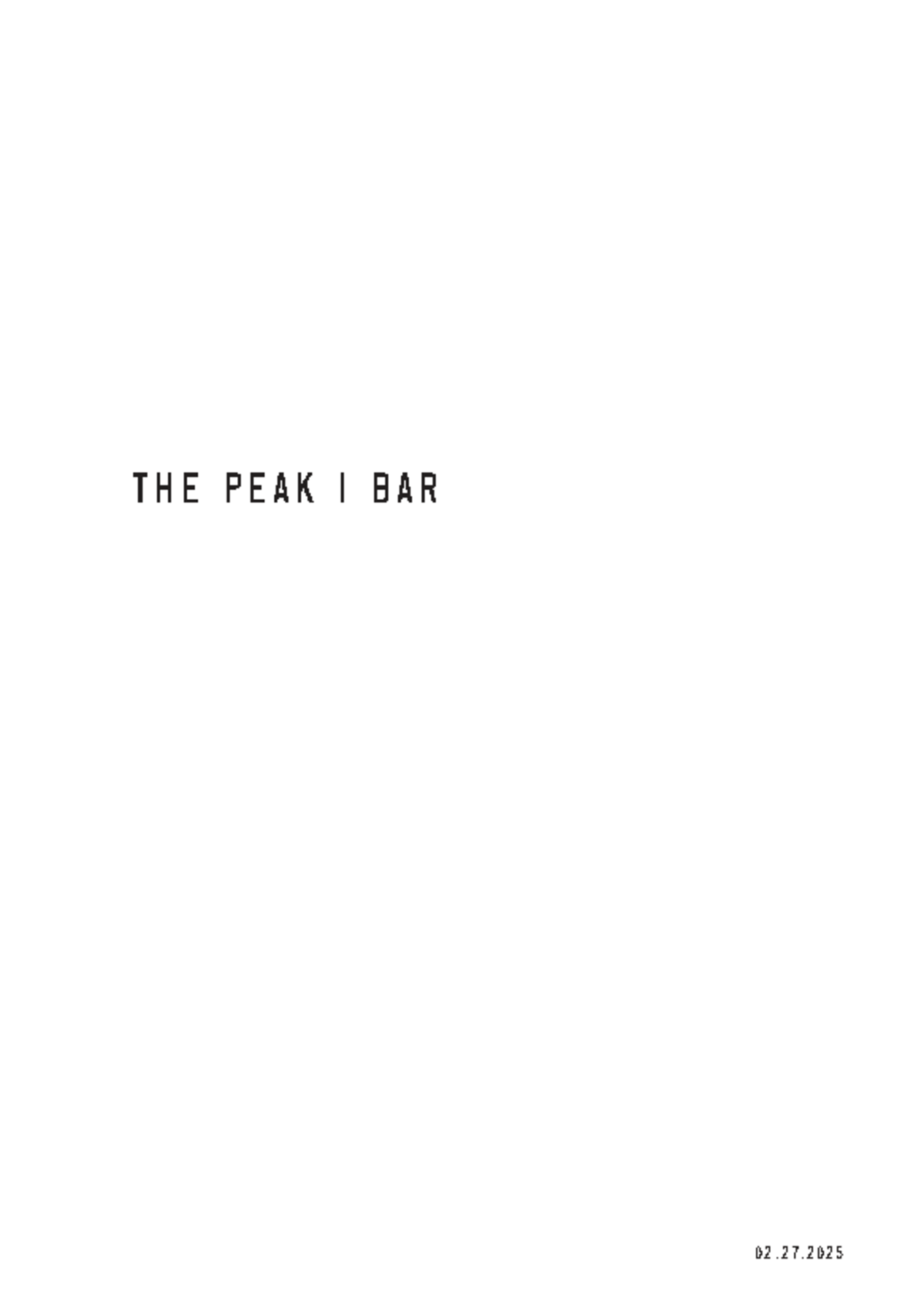 The Peak Bar Beverage and Bar Snacks Menu - T H E P E A K | b a r 0 2 ...