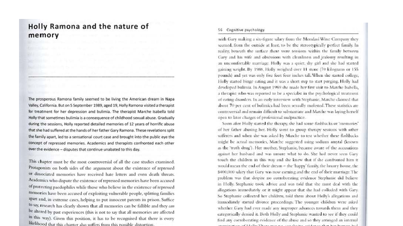 Cognitive Psychology Case Study: Holly Ramona and Memory Issues - Studocu