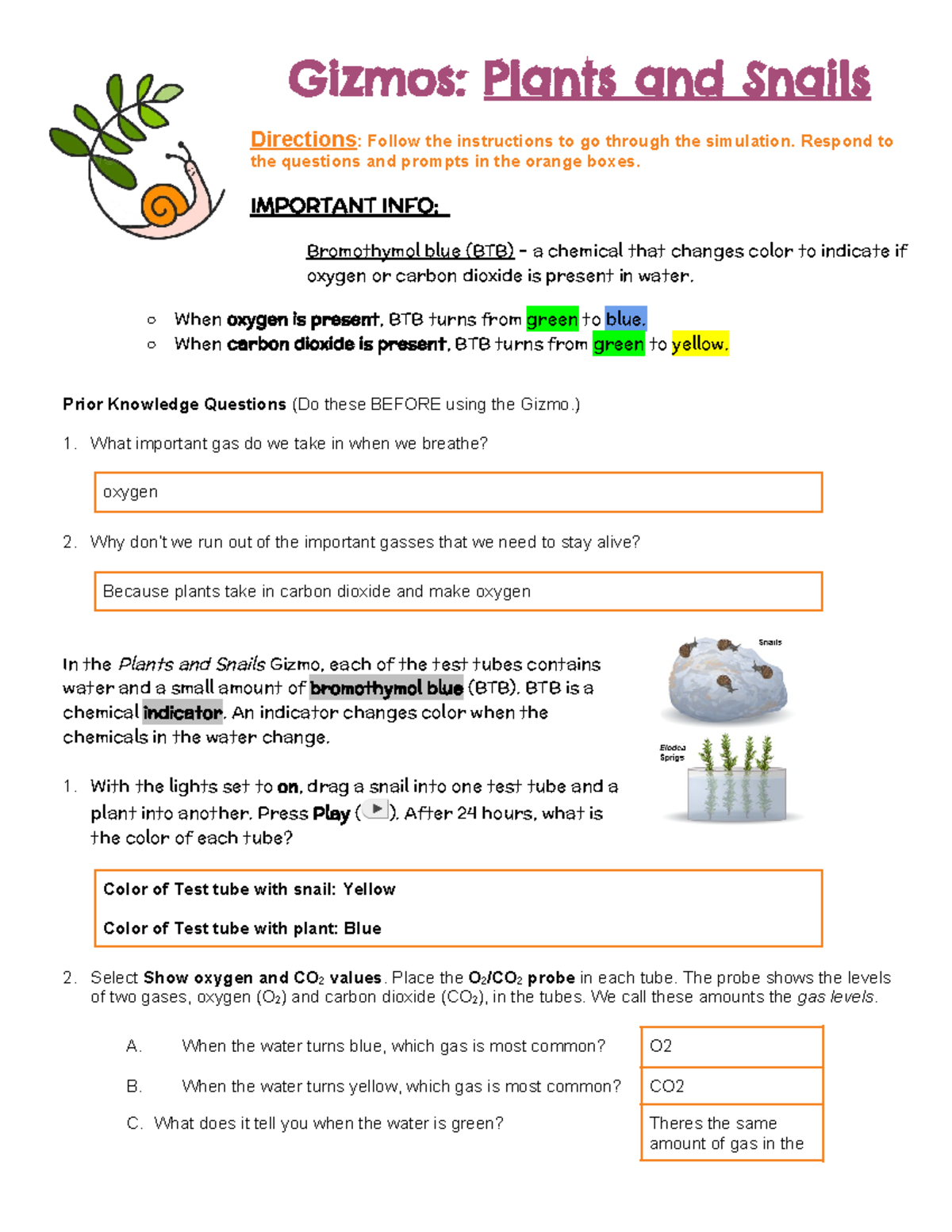 GIZMOs: Plants & Snails Simulation Guide for Biology 101 - Studocu