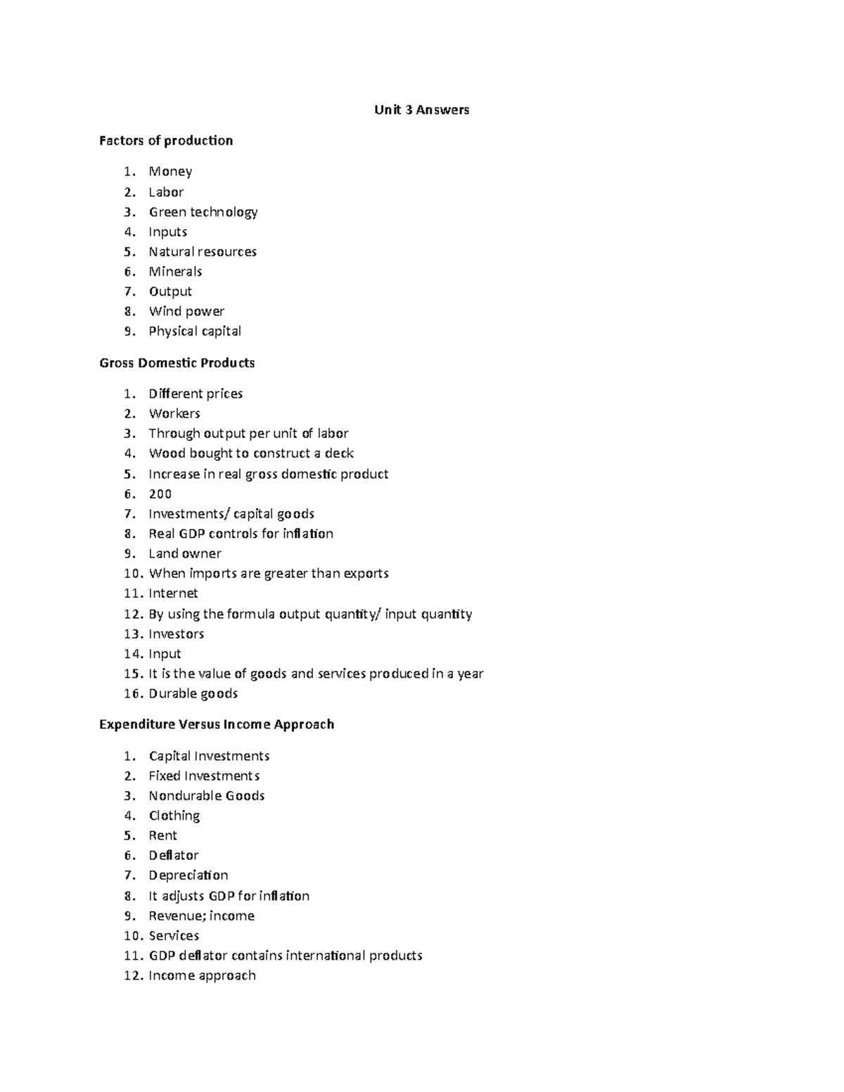 Macro-economics Unit 3: Key Answers and Concepts Explained - Studocu