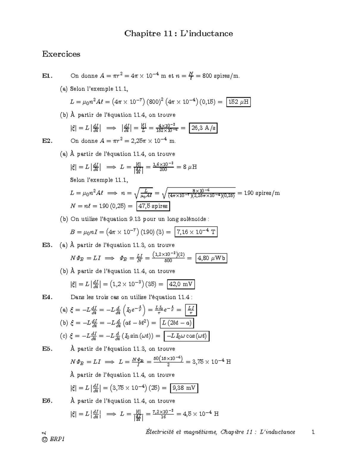 Corrigé Benson NYB - Harris Benson, « Électricité et magnétisme » SOLUTIONS Chapitre 1 E4 - Studocu