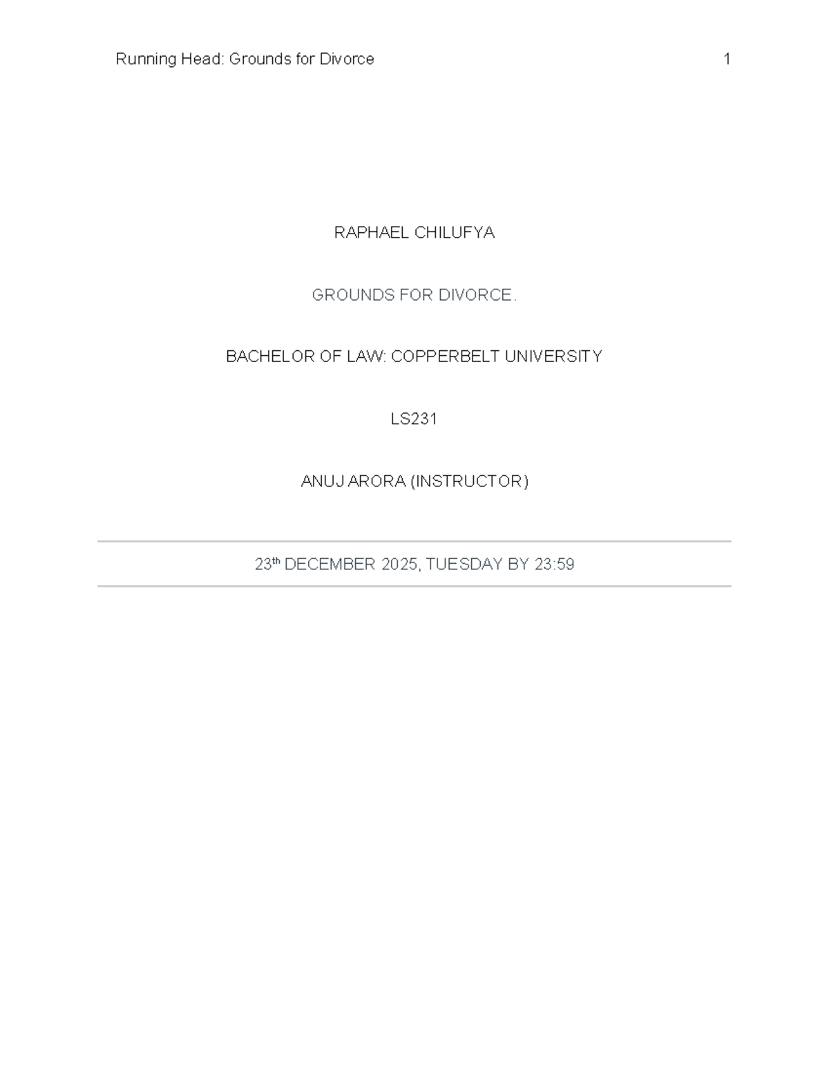LS231 Grounds for Divorce: Legal Advice for Mary - Studocu