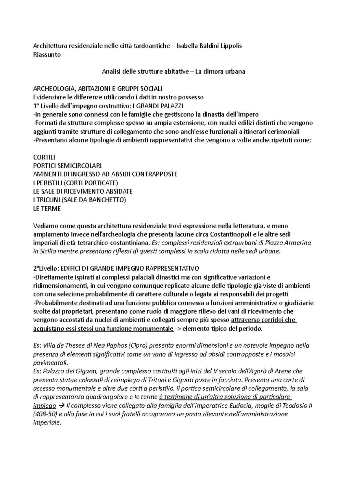Architettura Residenziale nelle Città Tardoantiche - Analisi e ...