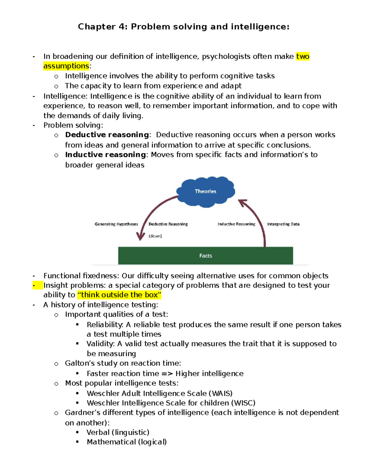 Chapter 4 Problem solving and intelligence - Chapter 4: Problem solving ...