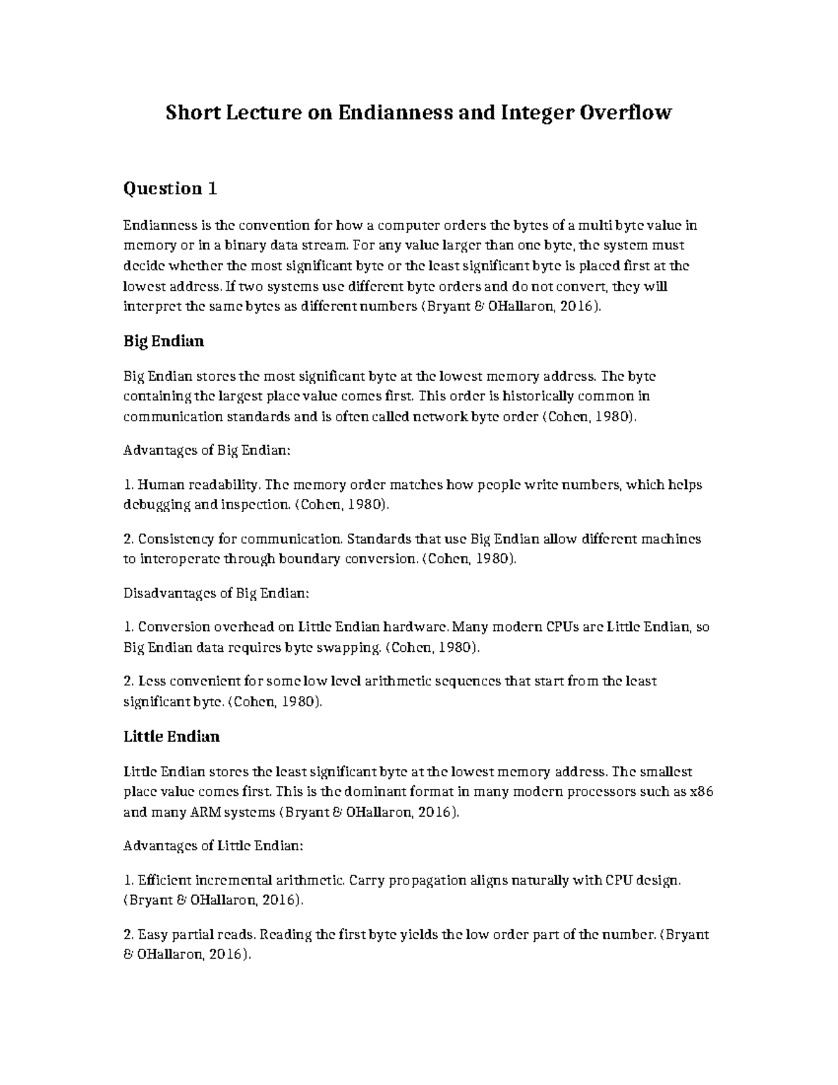 Endianness and Integer Overflow: Key Concepts and Implications - Studocu