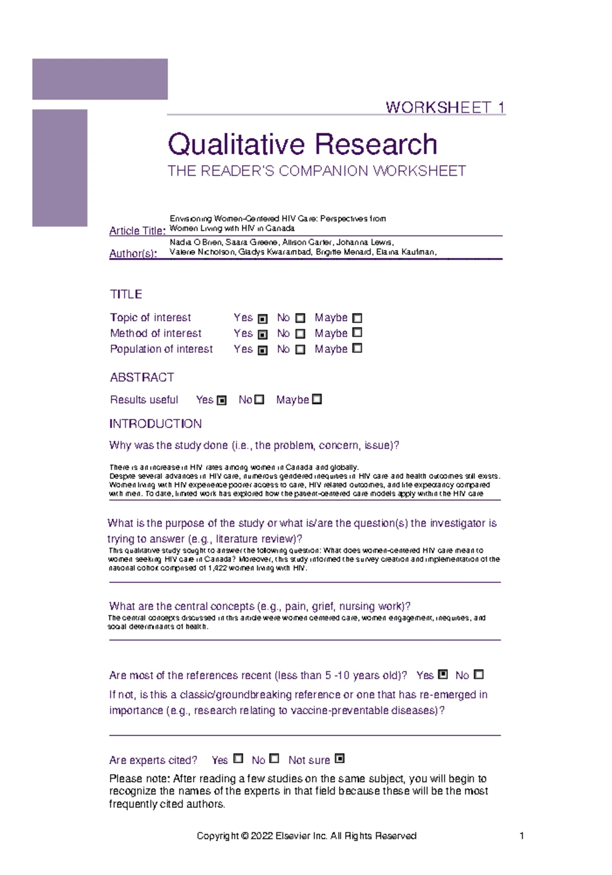 Qualitative Research Worksheet: Key Insights & Analysis - Studocu