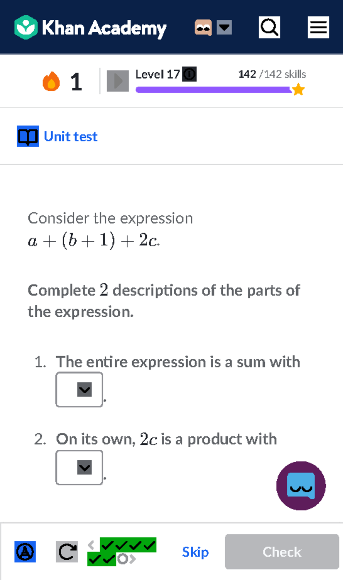 Mathematics Unit Test: Analyzing Expressions and Operations - 1 Level ...