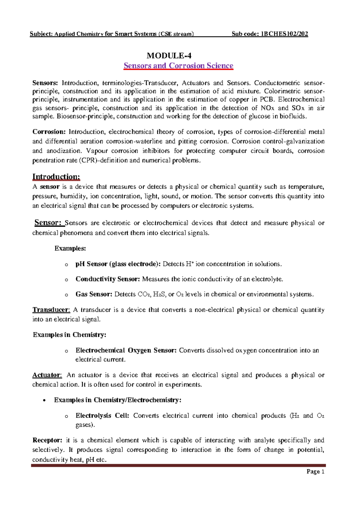 Module 4-CSE: Sensors and Corrosion Science Overview - Studocu