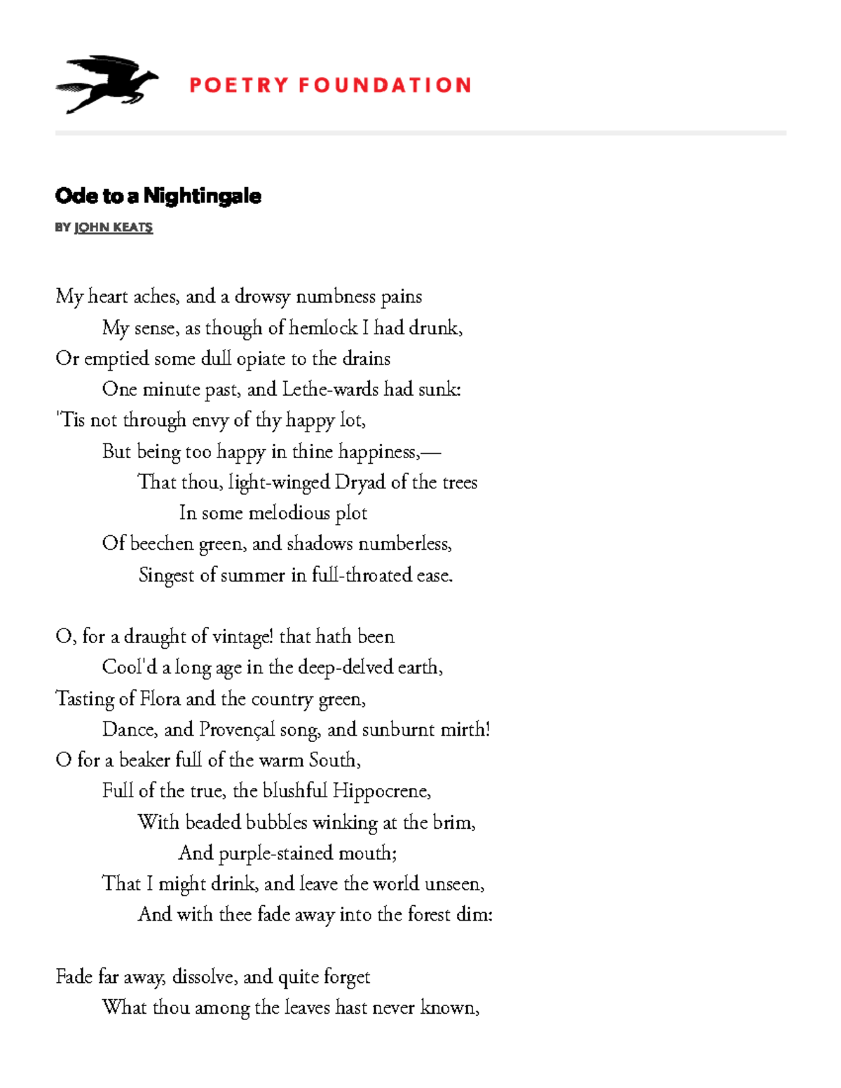 Ode to a Nightingale: Analysis & Insights on Keats' Poem - Studocu