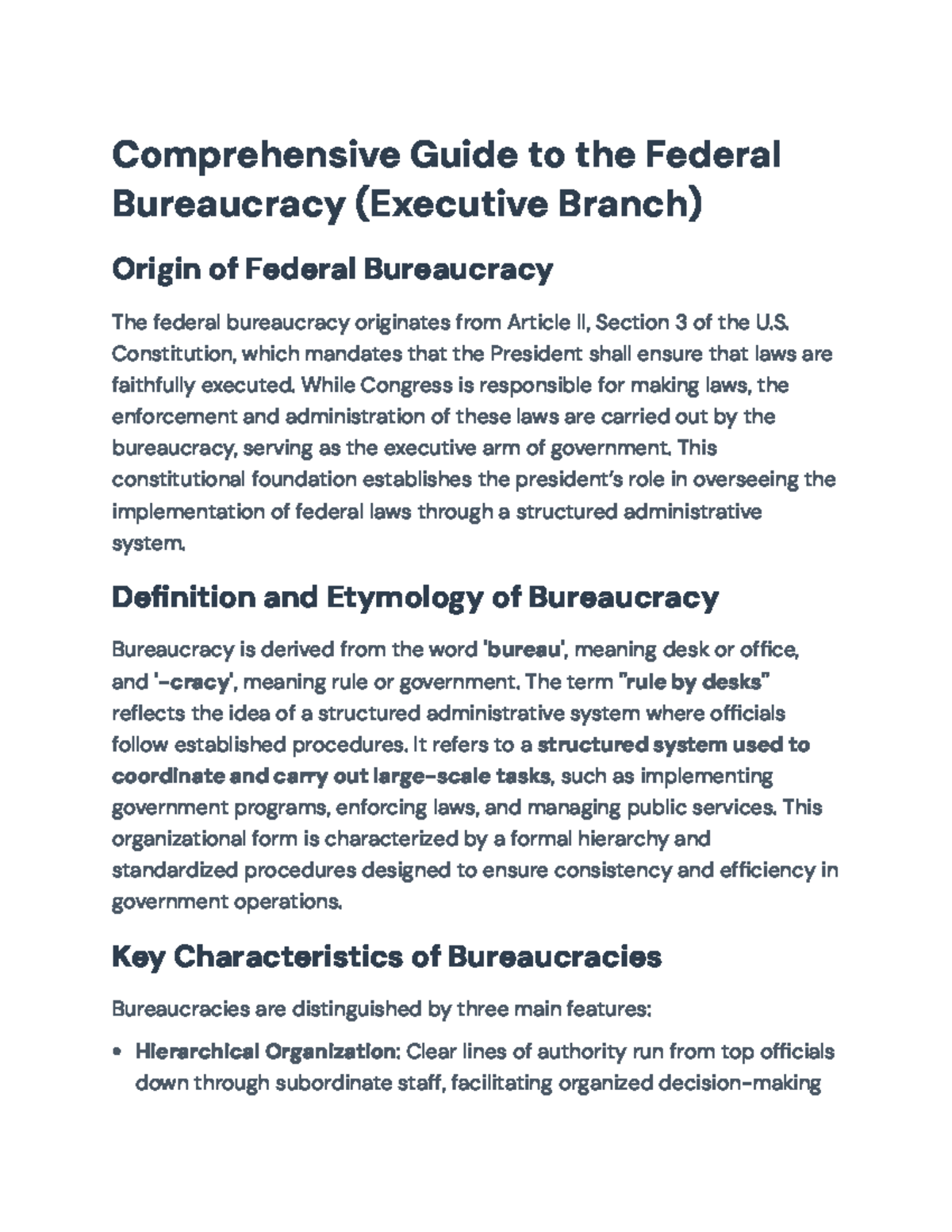 Comprehensive Guide to Federal Bureaucracy: Structure & Control (POL ...