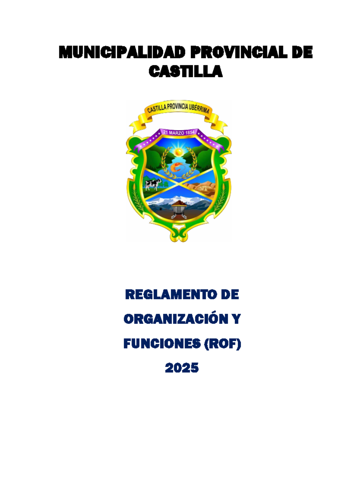 Reglamento de Organización y Funciones (ROF) 2025 - Municipalidad ...