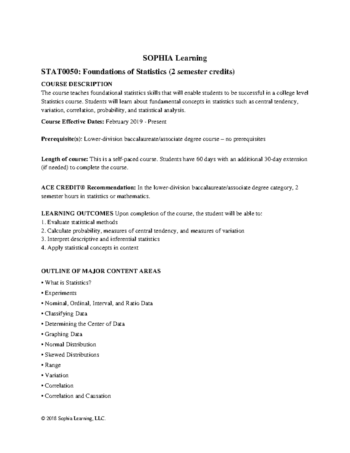 STAT0050 Foundations of Statistics Course Outline and Key Learning ...