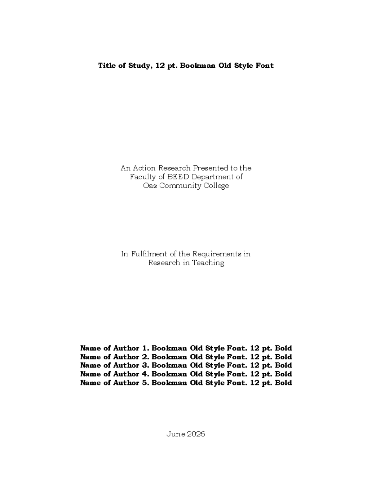 Action Research Study Format for BEED Program - Studocu